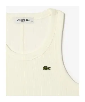 Lacoste Ribbed Tank Top With Embroidered Logo