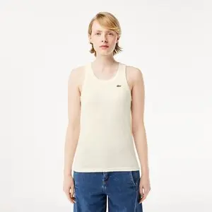 Lacoste Ribbed Tank Top With Embroidered Logo