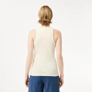 Lacoste Ribbed Tank Top With Embroidered Logo