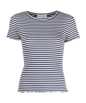 Maison Labiche Striped Crew Neck T-shirt - White