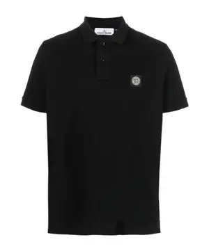 Stone Island Compass Patch Short-sleeved Polo Shirt - Black