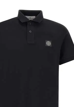 Stone Island Slim Fit Short-sleeved Polo Shirt - Black