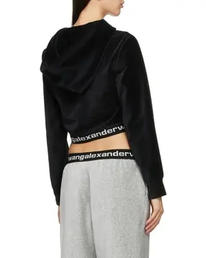 Alexander Wang Cropped Corduroy Hoodie With Logo Detail