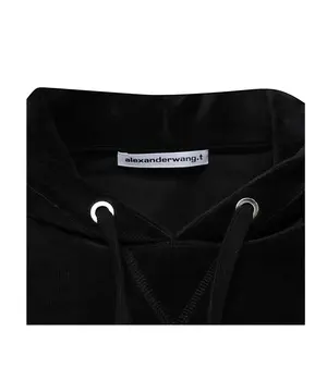 Alexander Wang T Logo Cropped Corduroy Hoodie - Black