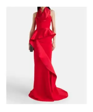 Maticevski Provocateur Halterneck Peplum Gown - Red