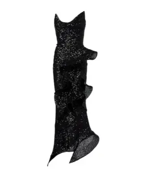 Maticevski Thistle Wave Ruffled Sequined Gown - Black