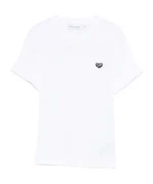 Maison Labiche Ribbed Heart Appliqué T-shirt - White