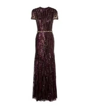 Jenny Packham Ninetta Sequined Gown - Black