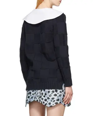 GANNI Sailor Collar Intarsia-knit Cardigan