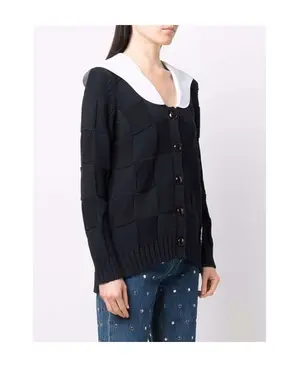 GANNI Sailor Collar Intarsia-knit Cardigan