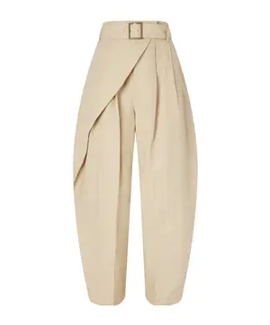 Polo Ralph Lauren Tapered Wrap Belted Linen Trousers - Tan