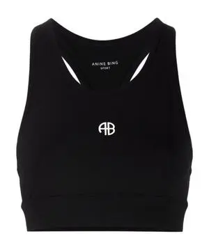 ANINE BING Logo-print Sports Bra - Black