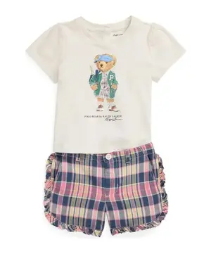 Polo Ralph Lauren Polo Bear Ruffled T-shirt And Shorts Set - White