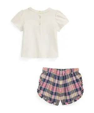 Polo Ralph Lauren Polo Bear Ruffled T-shirt And Shorts Set