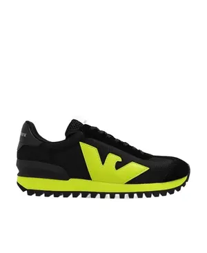 Emporio Armani Logo-patch Low-top Sneakers - Black