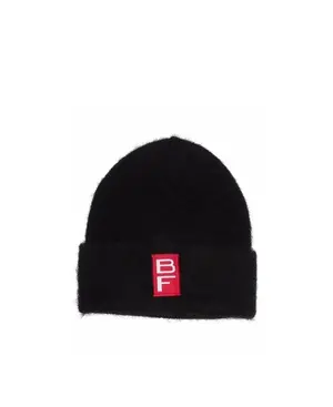 By Far Logo Patch Knit Beanie - Black