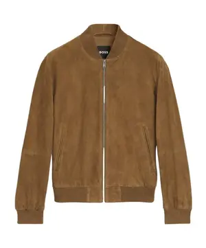 Hugo Boss Muller Suede Bomber Jacket - Brown