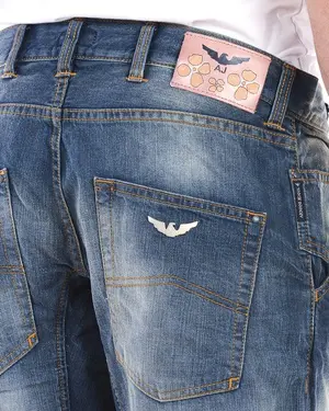 Emporio Armani Distressed Logo Denim Jeans