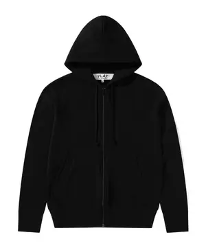 Play Comme Des Garcon Drawstring Zip-up Hoodie - Black