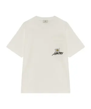 AUTRY Flower-embroidered Pocket T-shirt - White