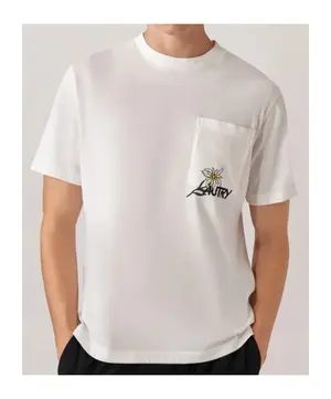 AUTRY Flower-embroidered Pocket T-shirt