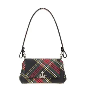 VIVIENNE WESTWOOD Mini Hazel Plaid-print Leather Shoulder Bag - Black