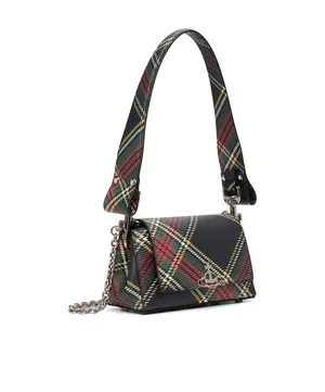 VIVIENNE WESTWOOD Mini Hazel Plaid-print Leather Shoulder Bag - Black