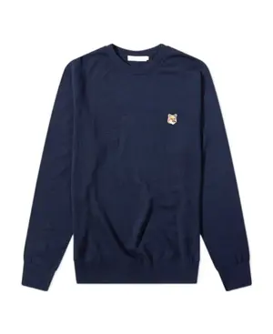 Maison Kitsuné Fox Head Patch Long-sleeved Jumper - Blue