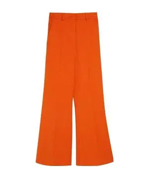 Sportmax Pressed-crease Cotton Flared Trousers - Orange