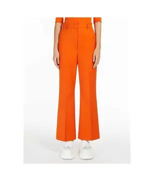 Sportmax Pressed-crease Cotton Flared Trousers
