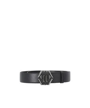 Philipp Plein Hexagon-logo Buckle Belt - Black