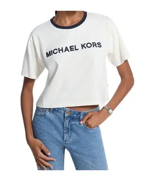 Michael Kors Logo-embroidered T-shirt - Bone
