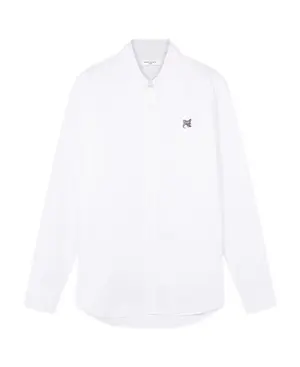 Maison Kitsuné Fox Patch Curved Hem Shirt - White