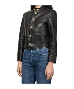NILI LOTAN Hadley Cropped Leather Jacket