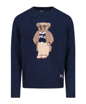 Polo Ralph Lauren Long Sleeve Crewneck Jumper With Embroidered Polo Bear