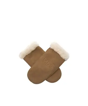 UGG Embroidered Logo Shearling Mittens