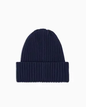 Emporio Armani Logo-embroidered Ribbed Beanie