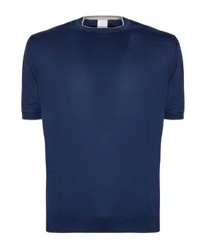 Eleventy Crew Neck Short-sleeve Knitted Top - Blue