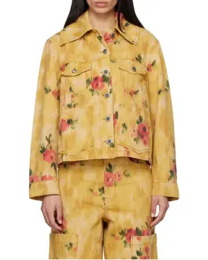 GANNI Floral Printed Denim Jacket