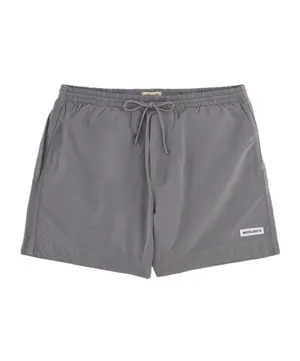 Woolrich Logo Patch Solid Swim Shorts - Gray