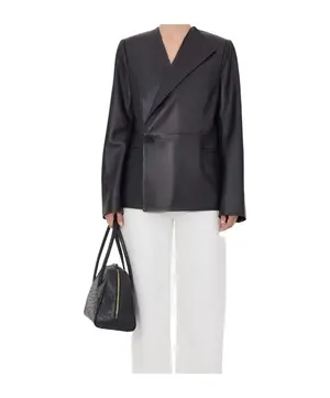Loulou De Saison Asymmetrical Lapel Leather Jacket