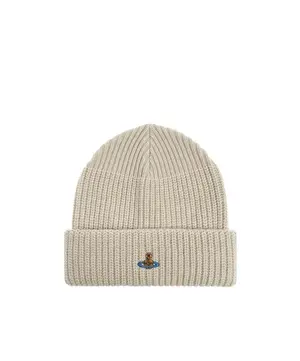 VIVIENNE WESTWOOD Logo Embroidered Beanie - Nude