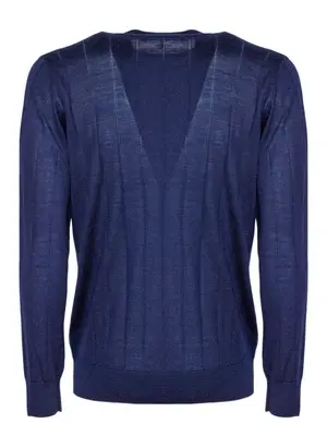 Eleventy Fine Ribbed Crew Neck Knitted Sweater
