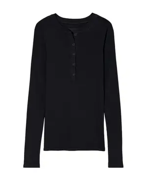 NILI LOTAN Long Sleeve Button Down Collar Jersey Top