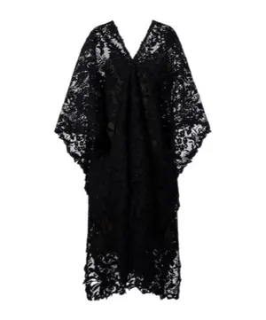 Oscar De La Renta Guipure Lace Kaftan - Black