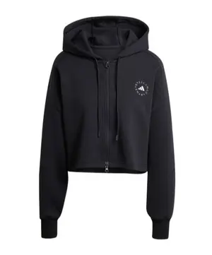 Adidas By Stella McCartney Cropped Zip-up Hoodie - Black