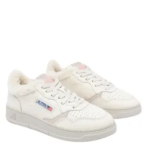 AUTRY Faux Fur Detail Sneakers - White
