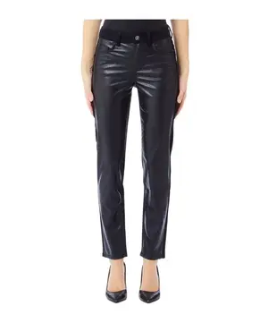 Liu Jo Faux Leather Slim Fit Trousers - Black
