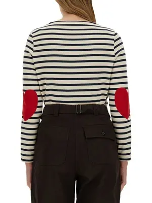 Saint James Striped Long Sleeve T-shirt With Embellished Elbows