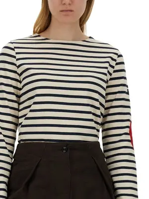 Saint James Striped Long Sleeve T-shirt With Embellished Elbows